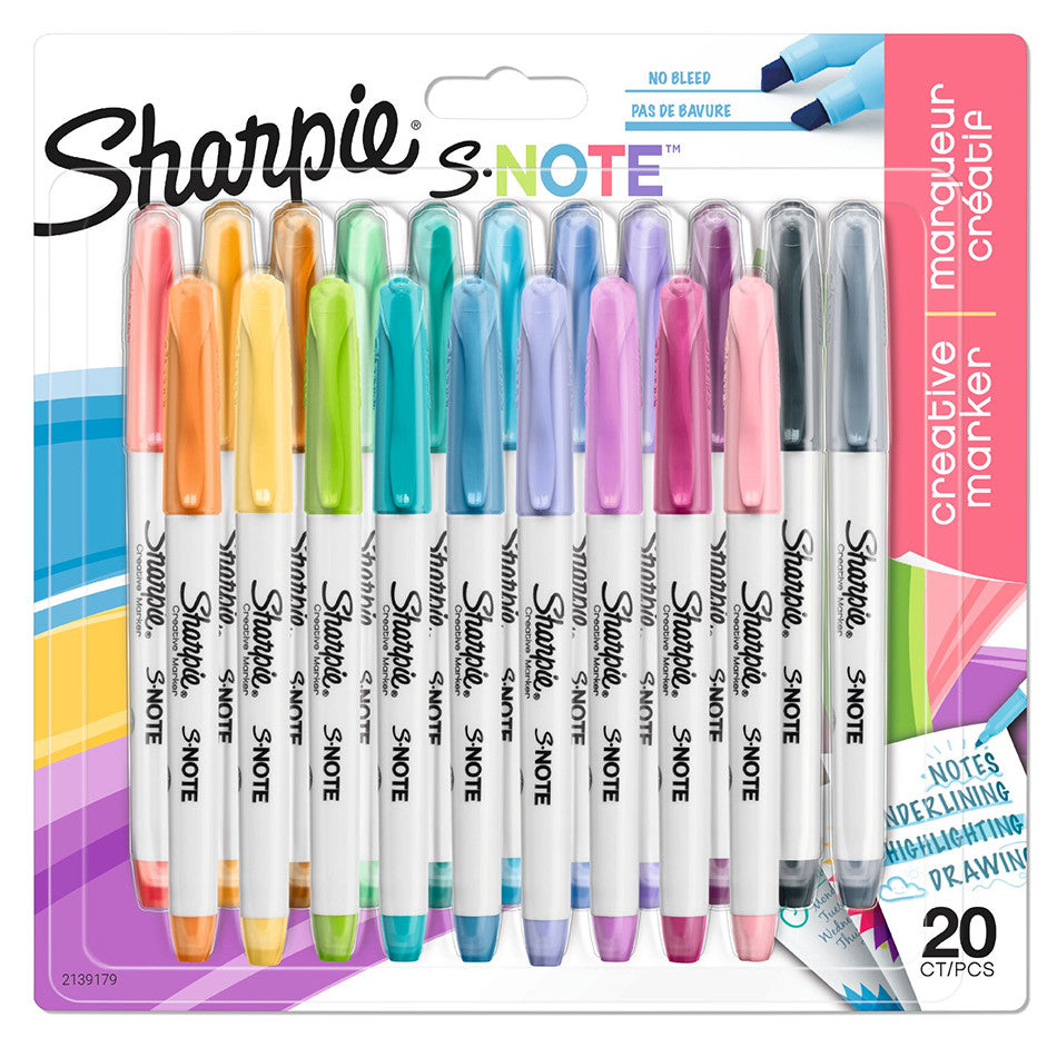 Sharpie S-Note Chisel Tip Marker Assorted Set of 20