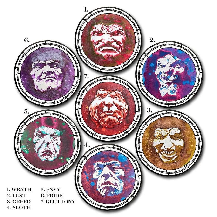 Cult Pens Exclusive 7 Deadly Sins Fountain Pen Ink Complete Set by Dia