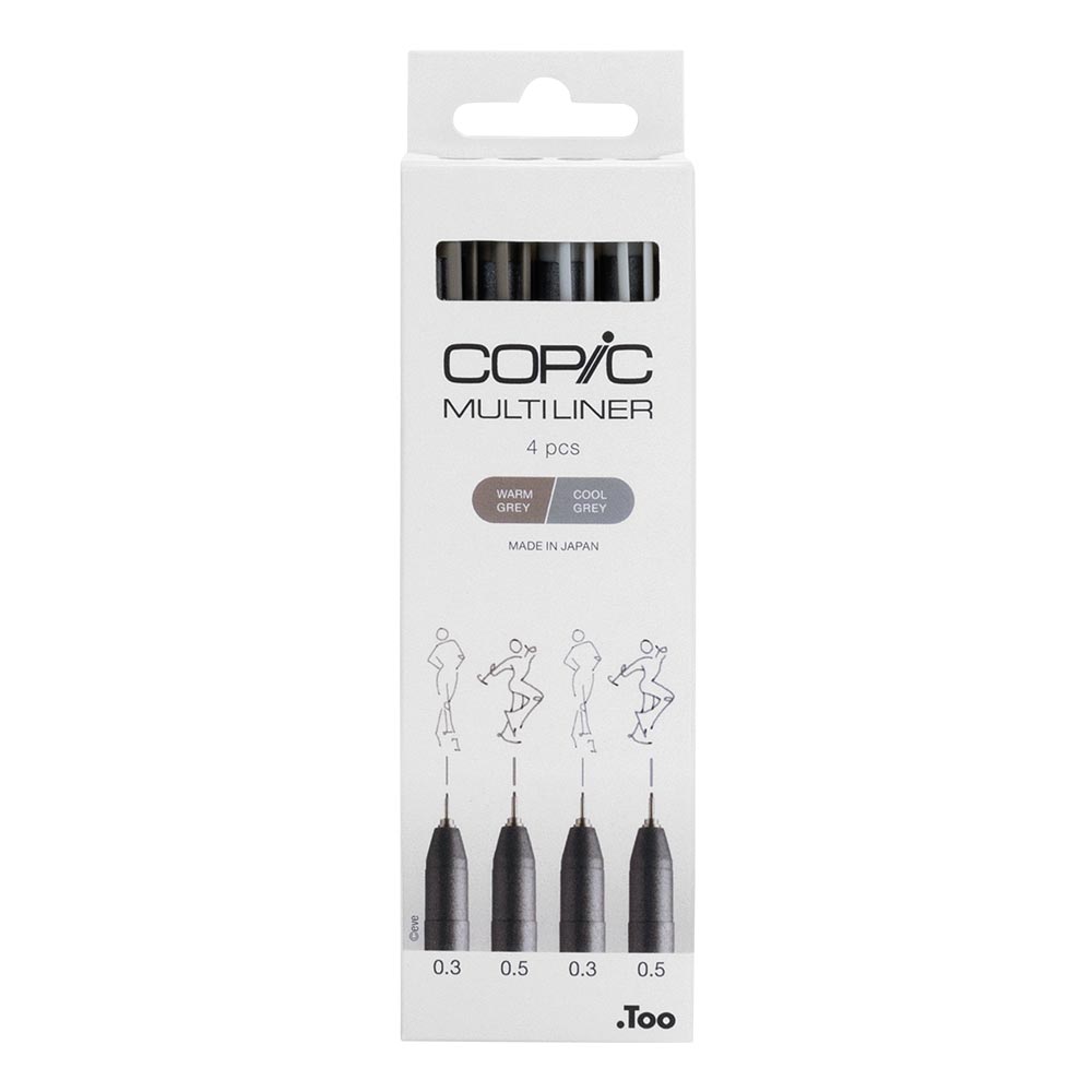 Copic MultiLiner Drawing Pen Set of 4 Warm Grey/Cool Grey