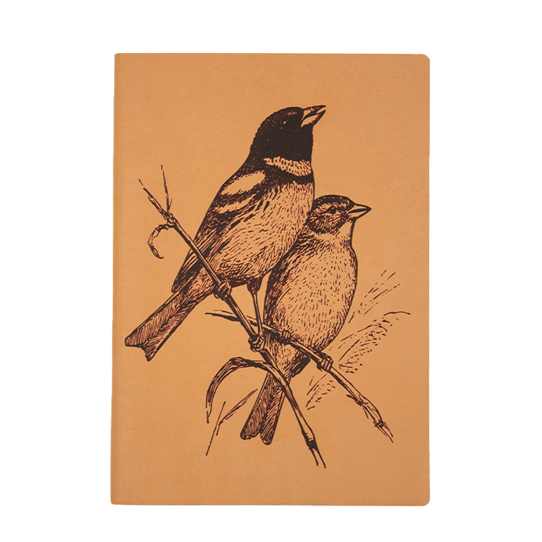 Diarpell Leather Birds Journal with Lined Ivory Pages