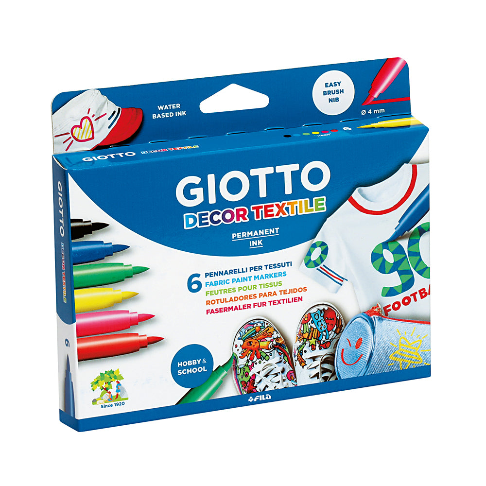 Giotto Decor Textile Fibre Pens Set of 6