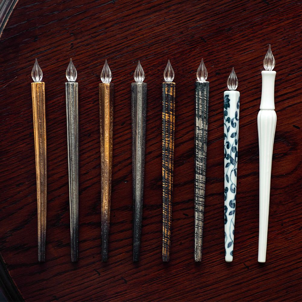 HIZEN5 Saga Collective Japanese Ceramic Glass Dip Pen Silver