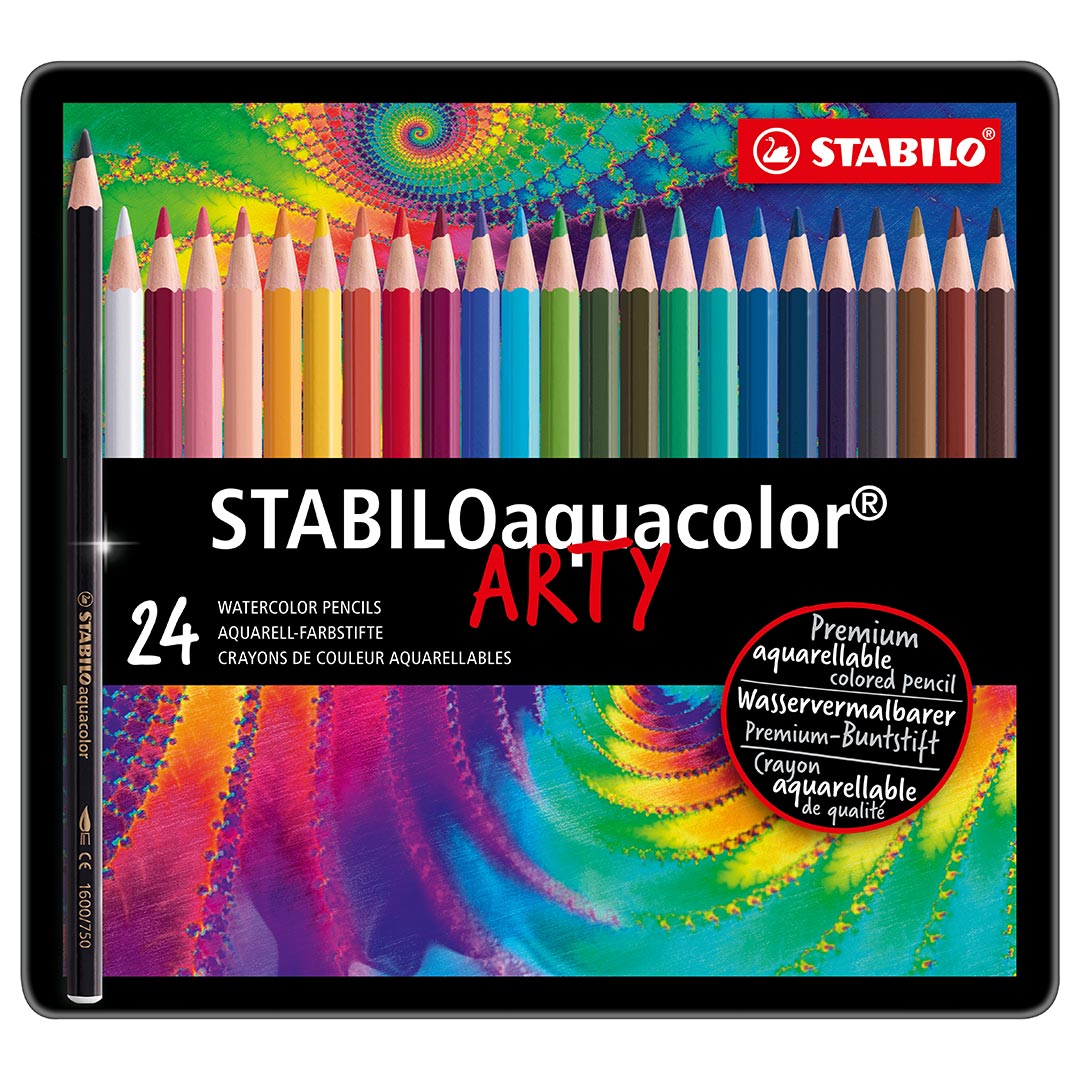 STABILO Aquacolor Metal Tin Of 24 Assorted Colours Arty