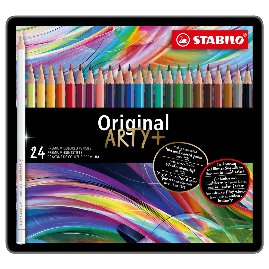 STABILO Original Metal Box Of 24 Assorted Colours