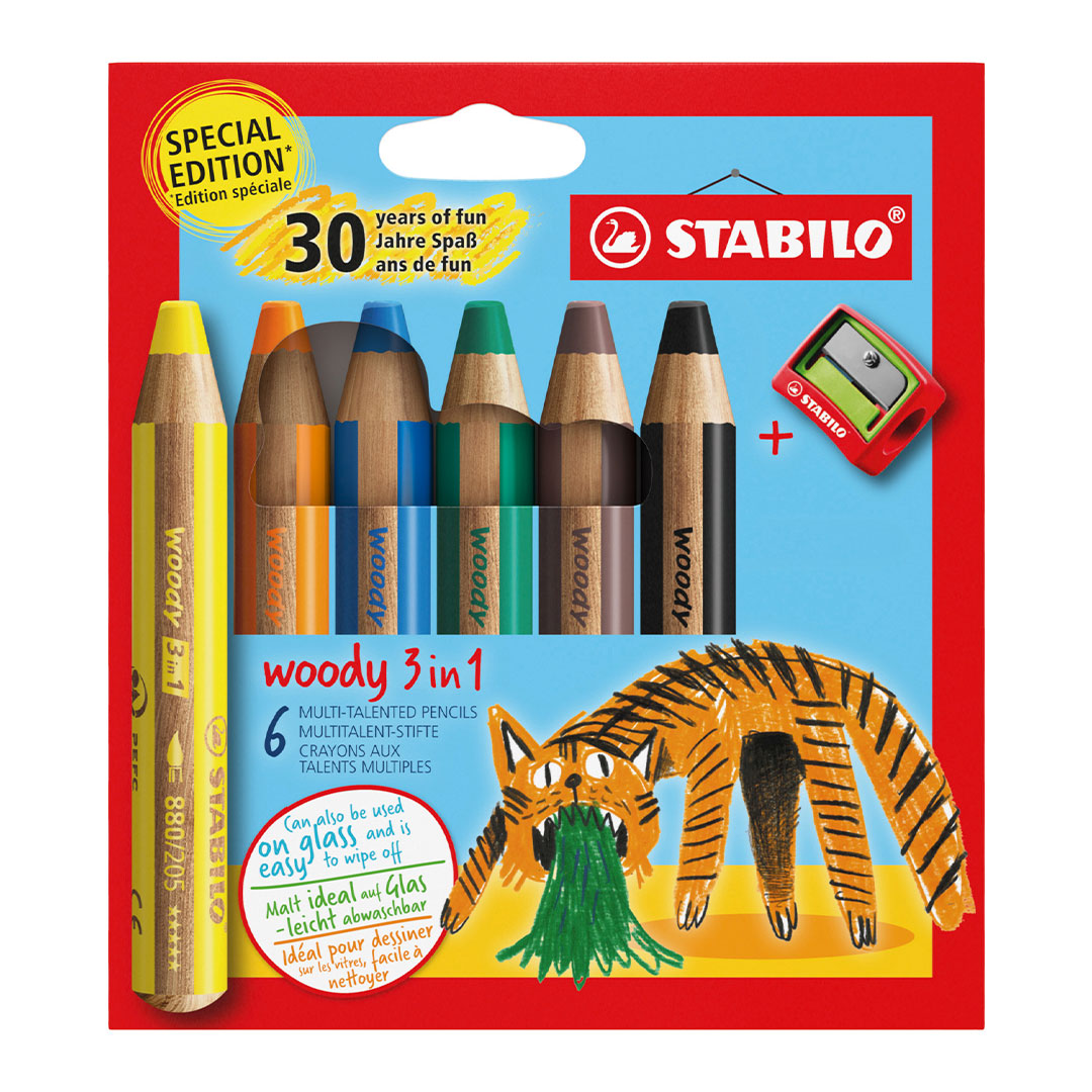 STABILO woody 3 in 1 Birthday Edition Set of 6 Tiger