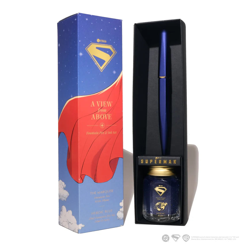Ferris Wheel Press Superman Marquise Fountain Pen and 29ml Ink Set A V