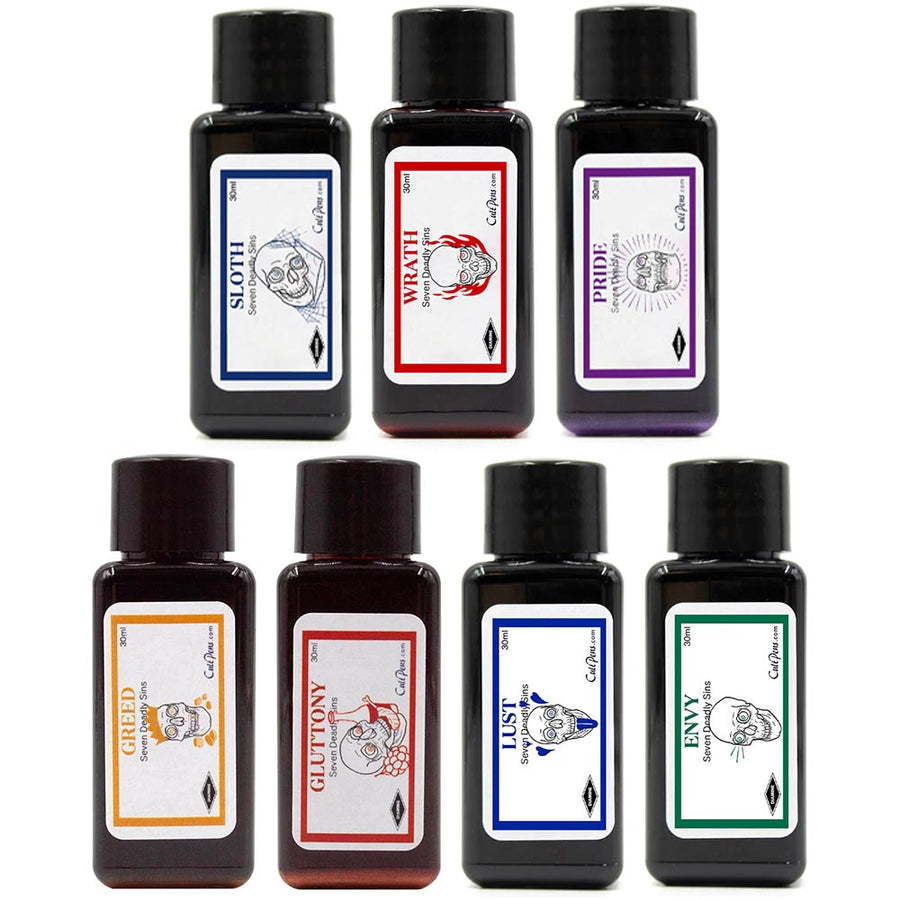 Cult Pens Exclusive 7 Deadly Sins Fountain Pen Ink Complete Set by Dia