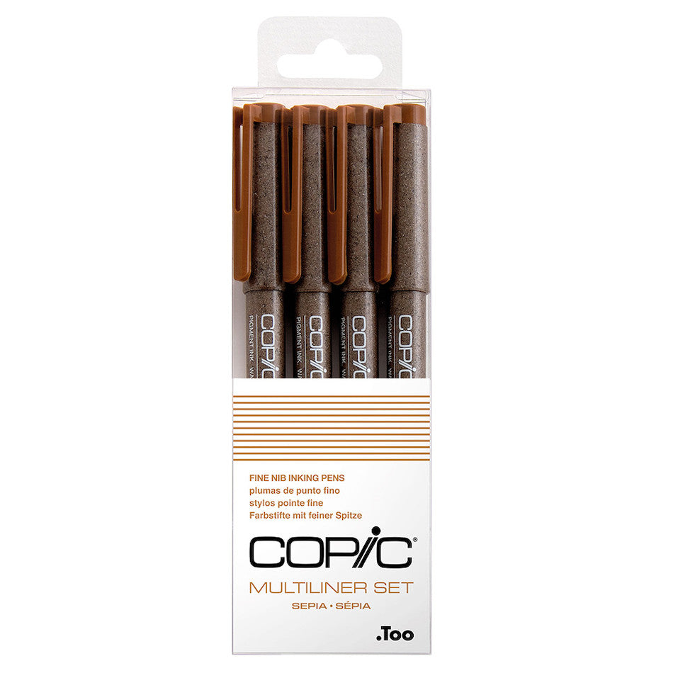 Copic MultiLiner Drawing Pen Set of 4 Sepia