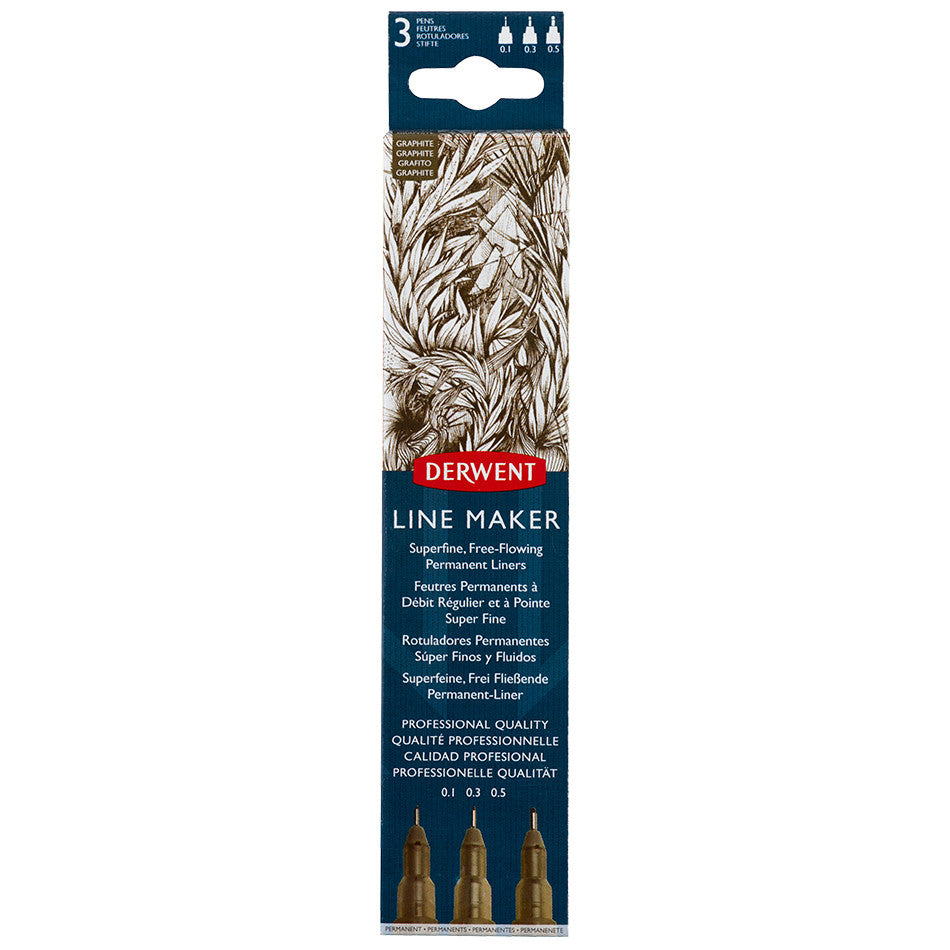 Derwent Line Maker Drawing Pen Graphite Grey Set of 3