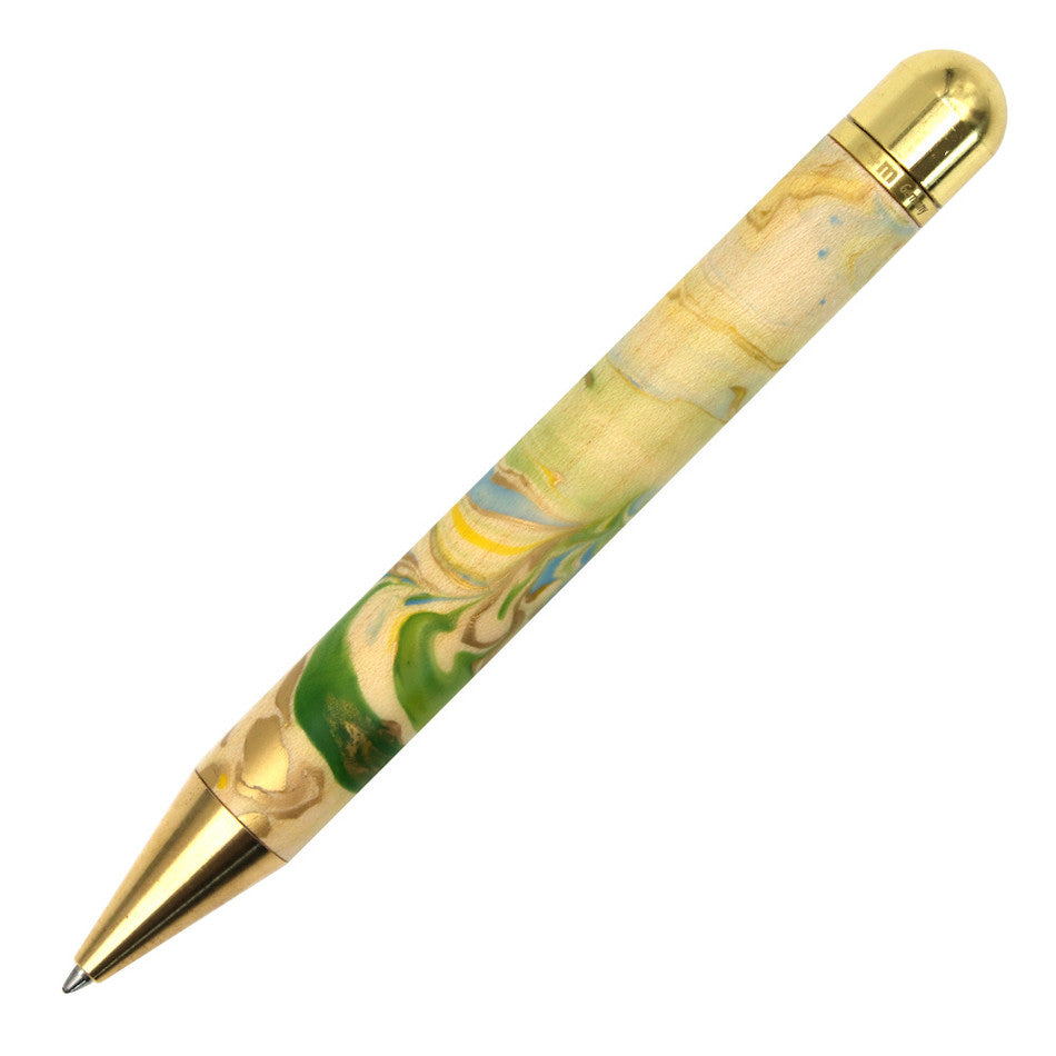 e+m Wooden Ballpoint Pen Marble with Gold Trim