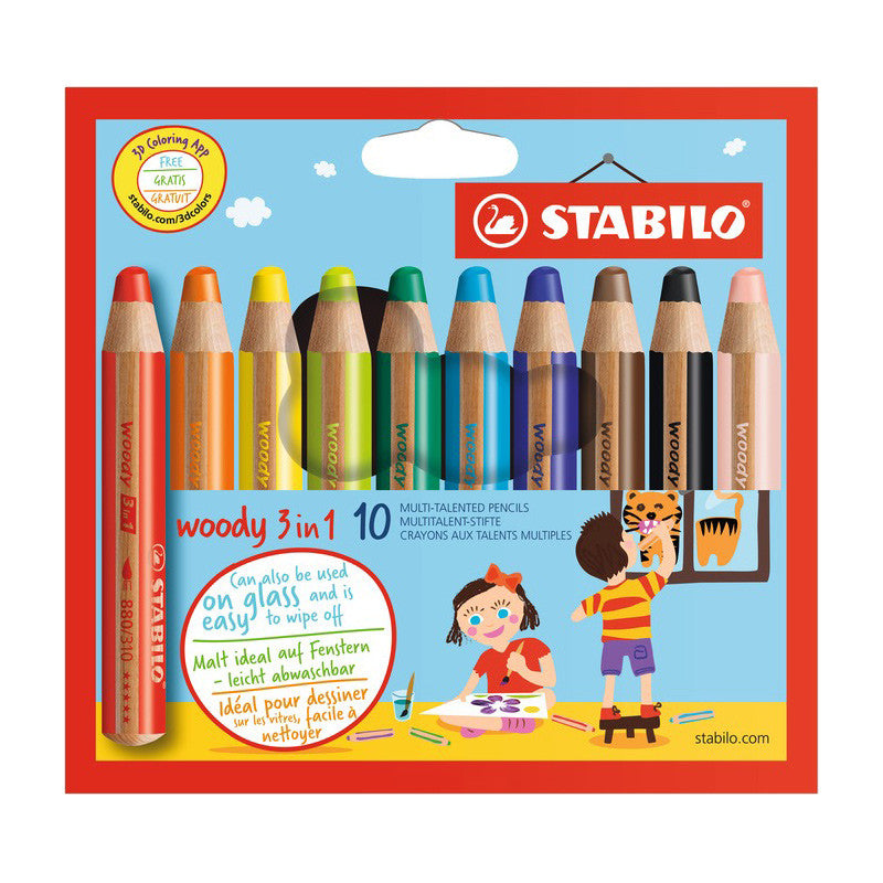 STABILO woody 3-in-1 Pencil Set of 10