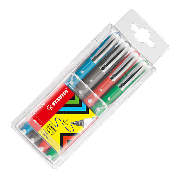 STABILO Worker Colorful Rollerball Pen Assorted Set of 4