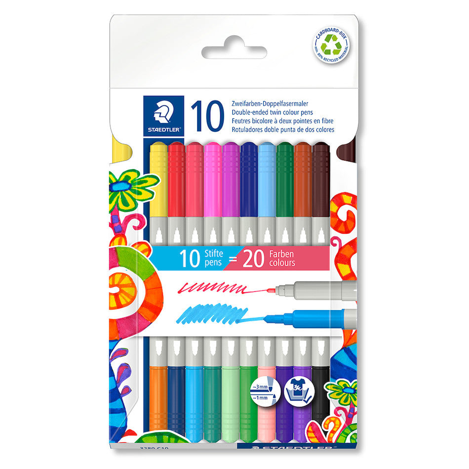 Staedtler Noris Double-Ended Fibre Tip Pens Box of 10