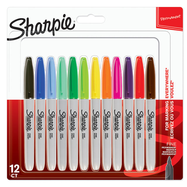 Sharpie Permanent Marker Fine Assorted Set of 12