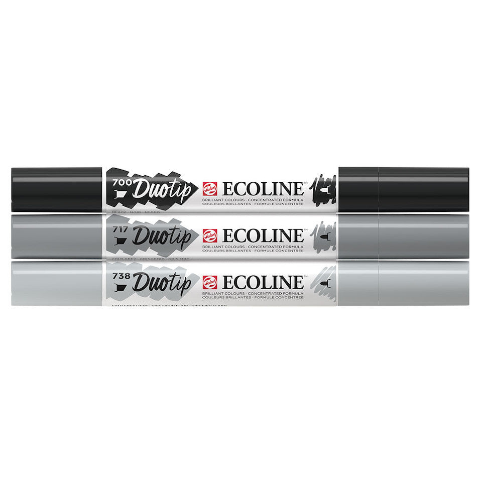 Royal Talens Ecoline Duotip Pen Set of 3 Black & Grey
