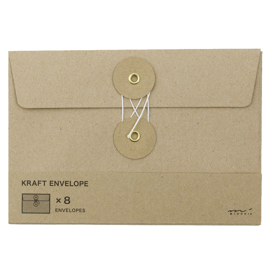 TRAVELER'S COMPANY Kraft String Envelope Medium Horizontal Brown