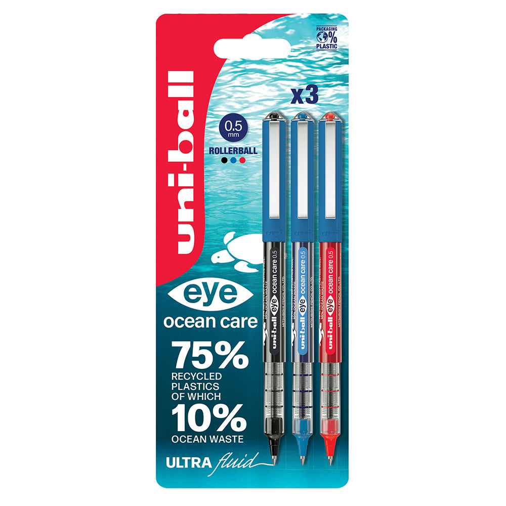 Uni-Ball Eye Ocean Care UB-157 Rollerball Pen Set of 3