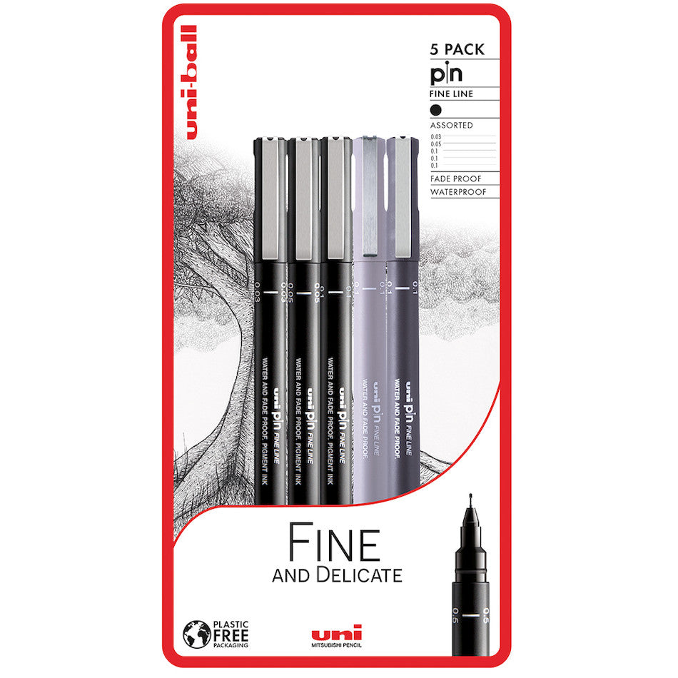 Uni-ball PIN Drawing Pen Fine and Delicate Set of 5